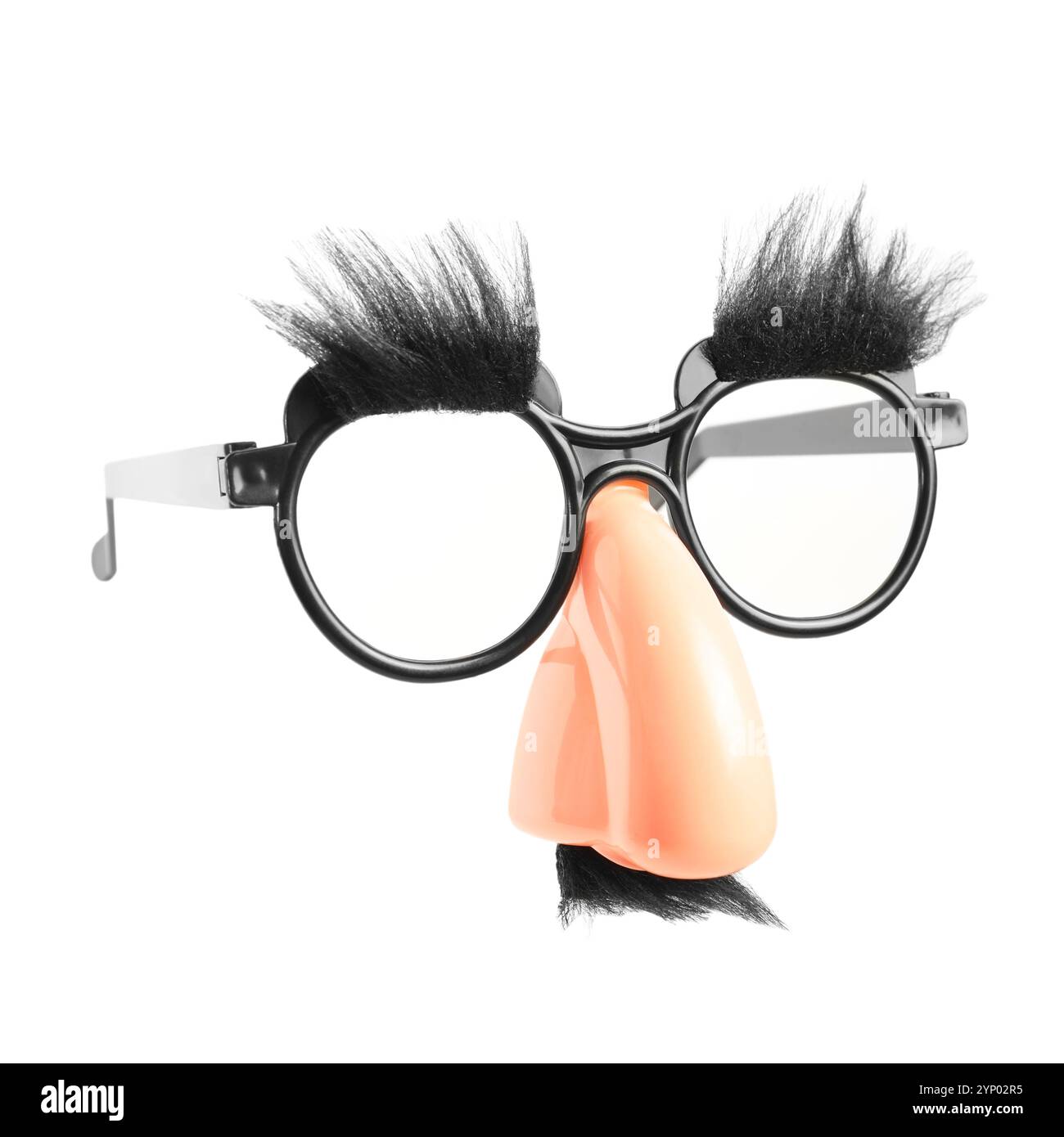 Funny eyeglasses with fake nose, mustache and eyebrows on white ...