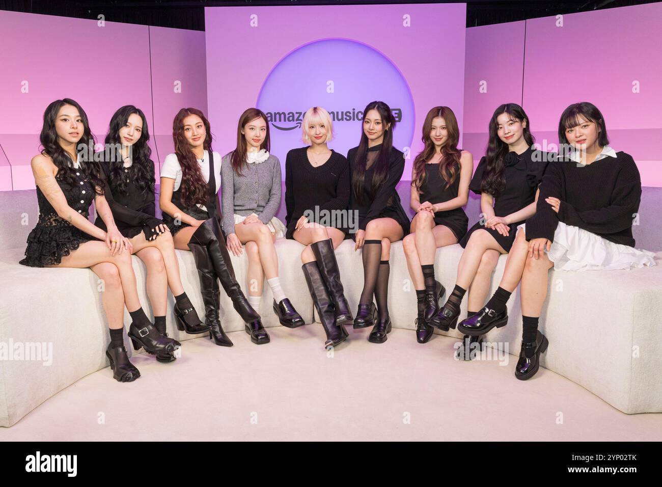 Chaeyoung, from left, Mina, Jihyo, Nayeon, Momo, Tzuyu, Sana, Dahyun, and Jeongyeon of the South ...