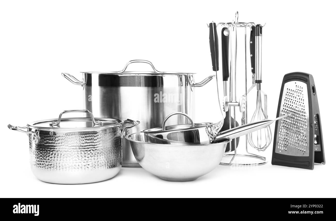 Set white utensils on Black and White Stock Photos & Images - Alamy