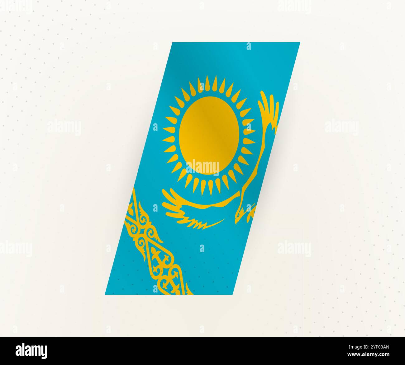 Abstract modern vertical flag of Kazakhstan on beige background with ...