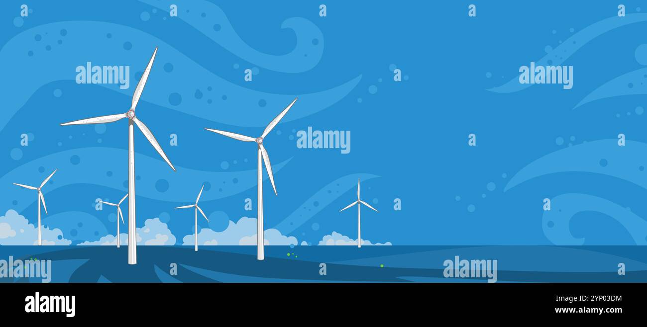 Offshore wind turbines generator Stock Vector Images - Alamy