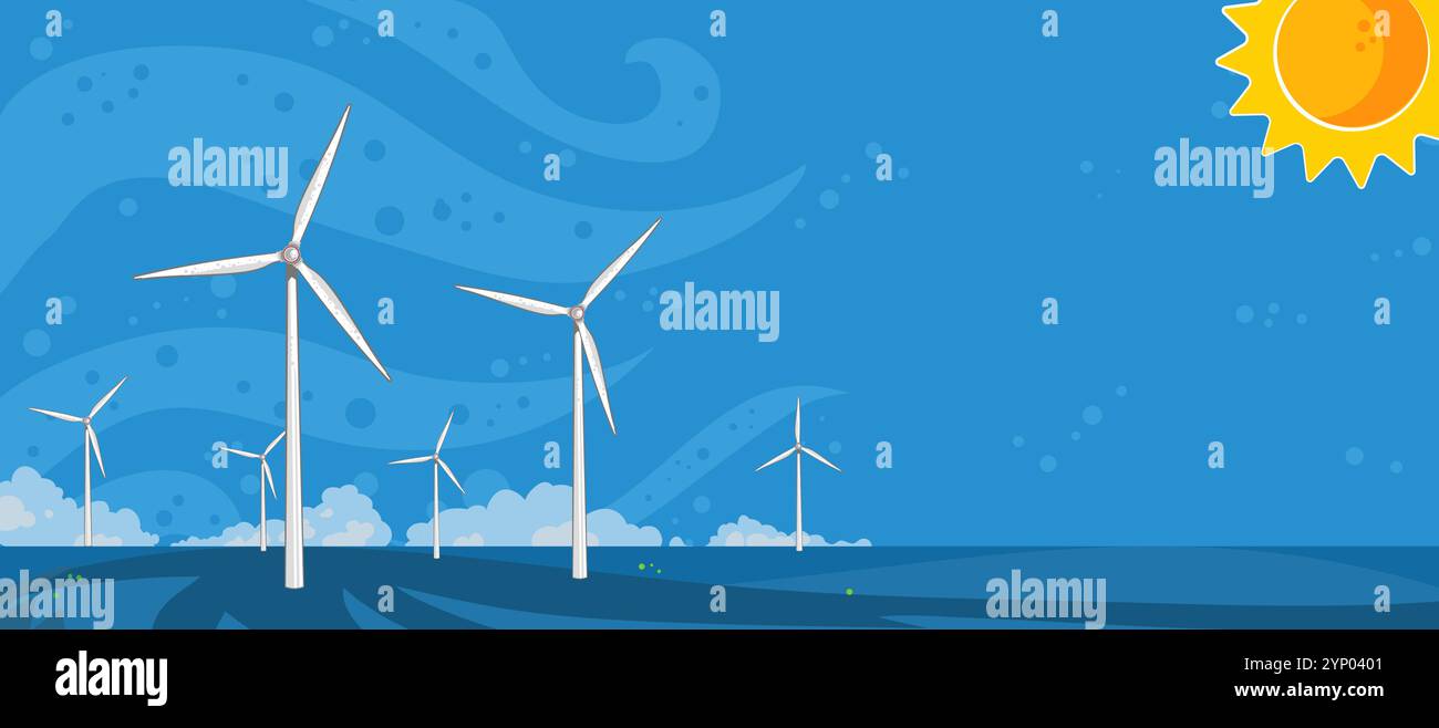Offshore wind turbines generator Stock Vector Images - Alamy