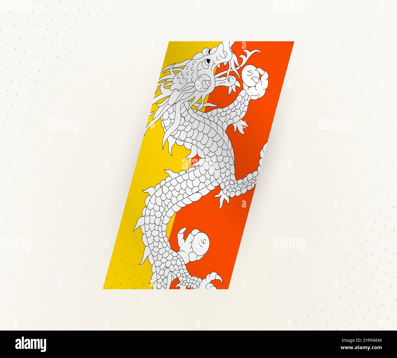 Abstract modern vertical flag of Bhutan on beige background with dots ...