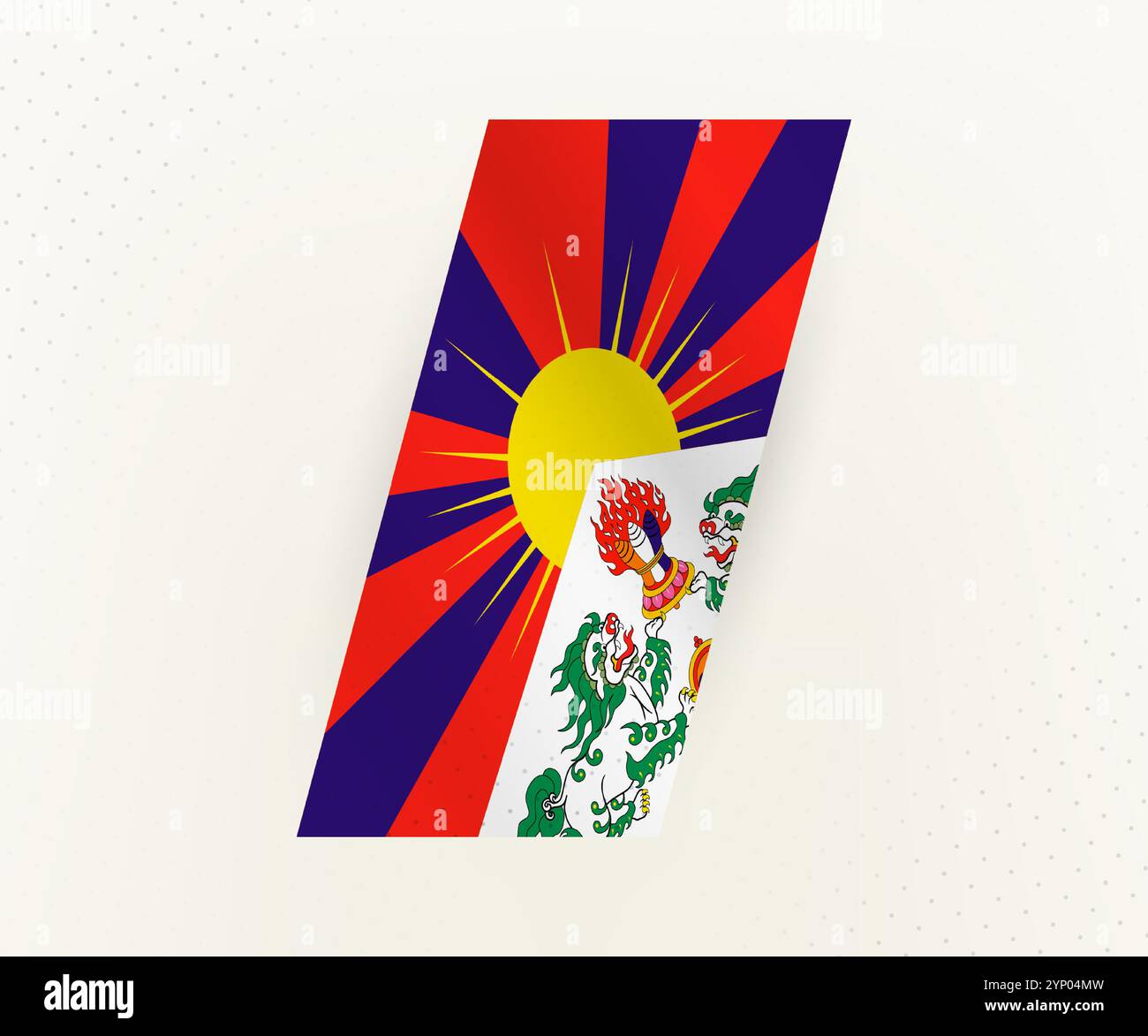 Abstract modern vertical flag of Tibet on beige background with dots ...