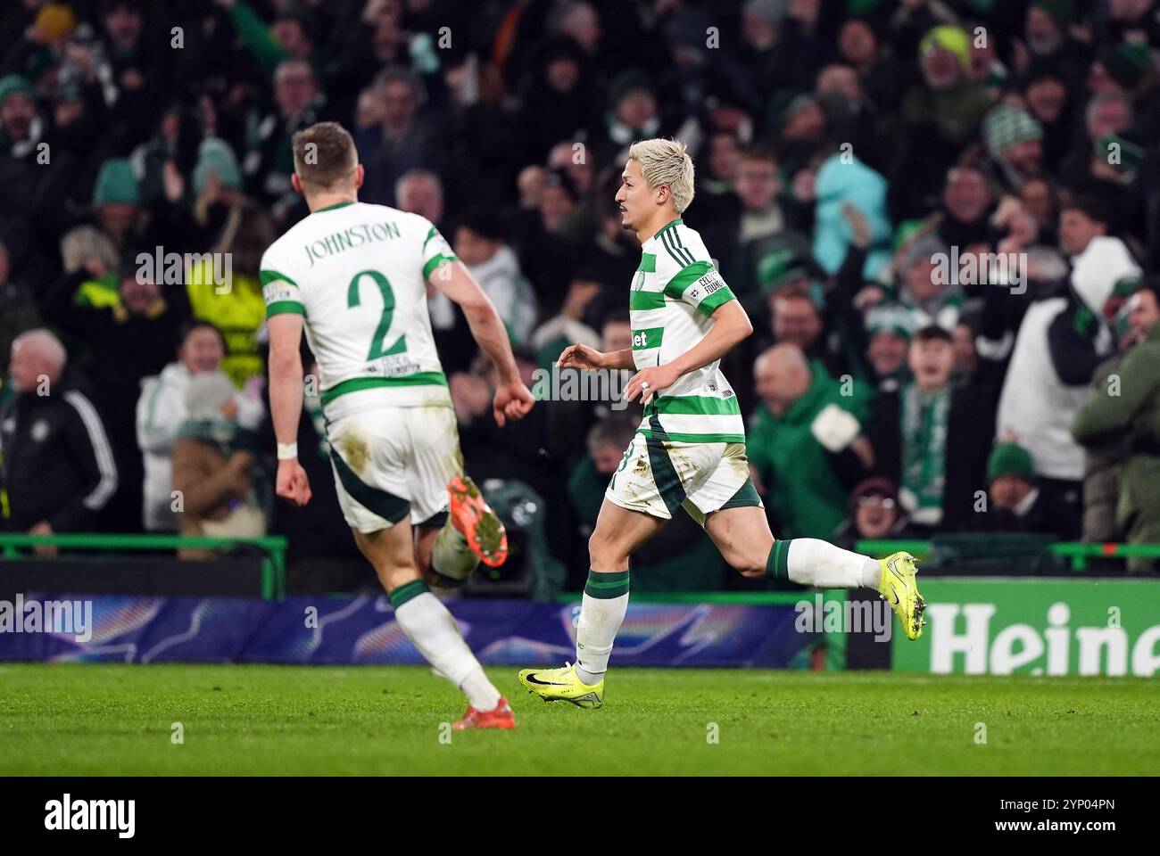 Celtic's Daizen Maeda celebrates scoring their side's first goal of the ...