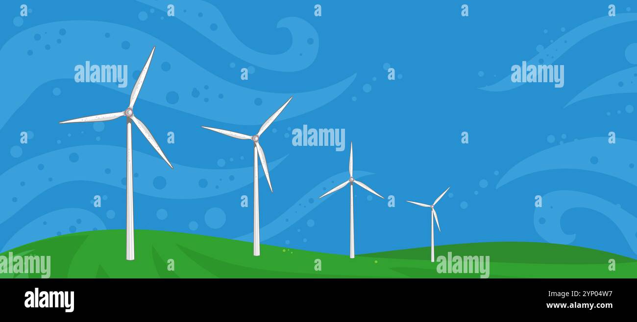 Wind turbines, wind towers - vector illustration Stock Vector Image ...