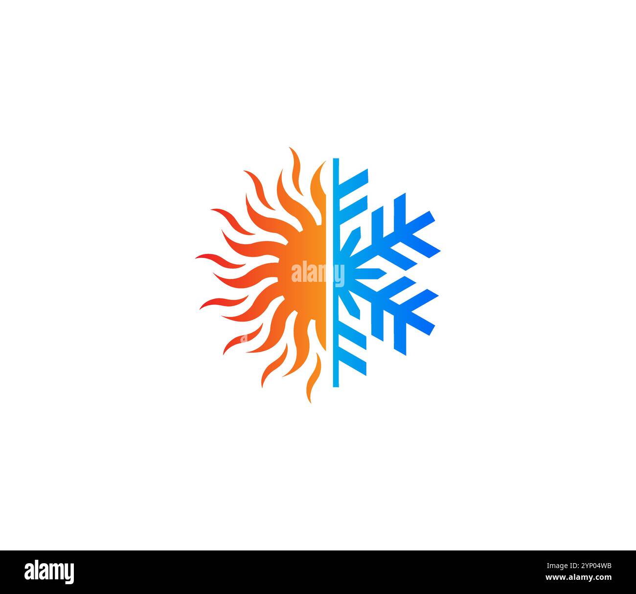 Professional HVAC logo with a modern sun and snowflake icon ...