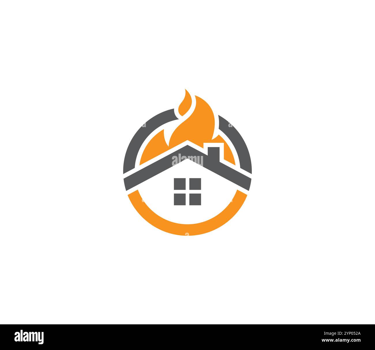 House Fire Logo - Preventing Fire Symbol - Fire Alarm Icon - Vector ...
