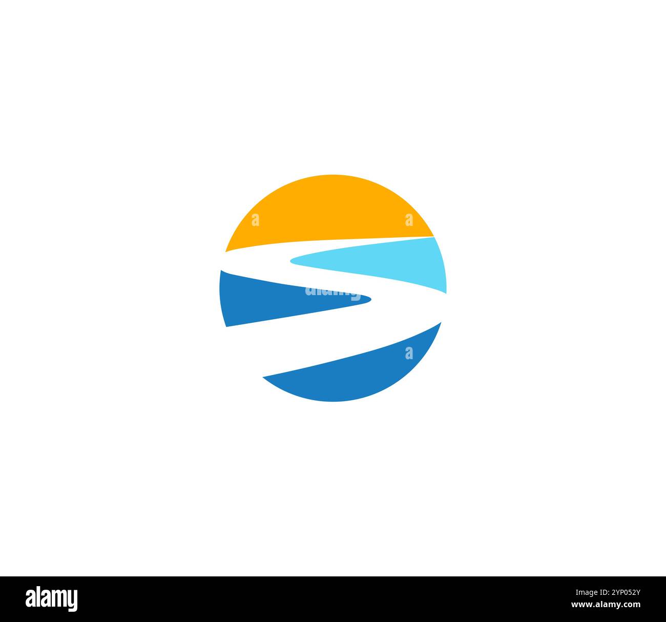 River creek winding road logo with a circular landscape icon ...