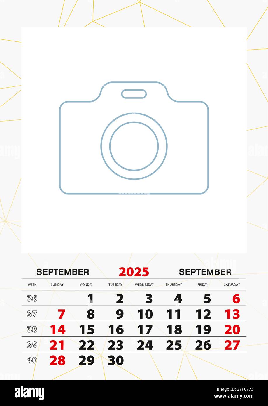 Wall calendar planner template for September 2025, week starts on ...