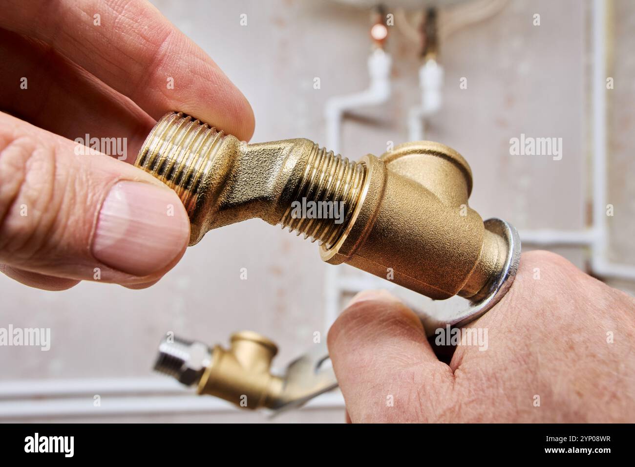 Male tap eccentric reducer dog legs screws into shower faucet mounting ...