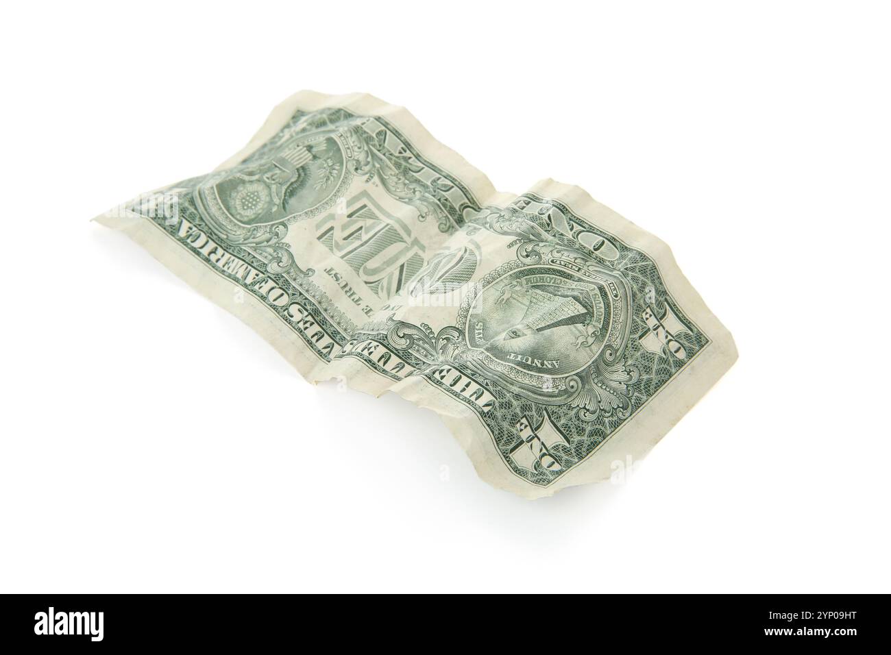 One crumpled dollar banknote isolated on white Stock Photo - Alamy