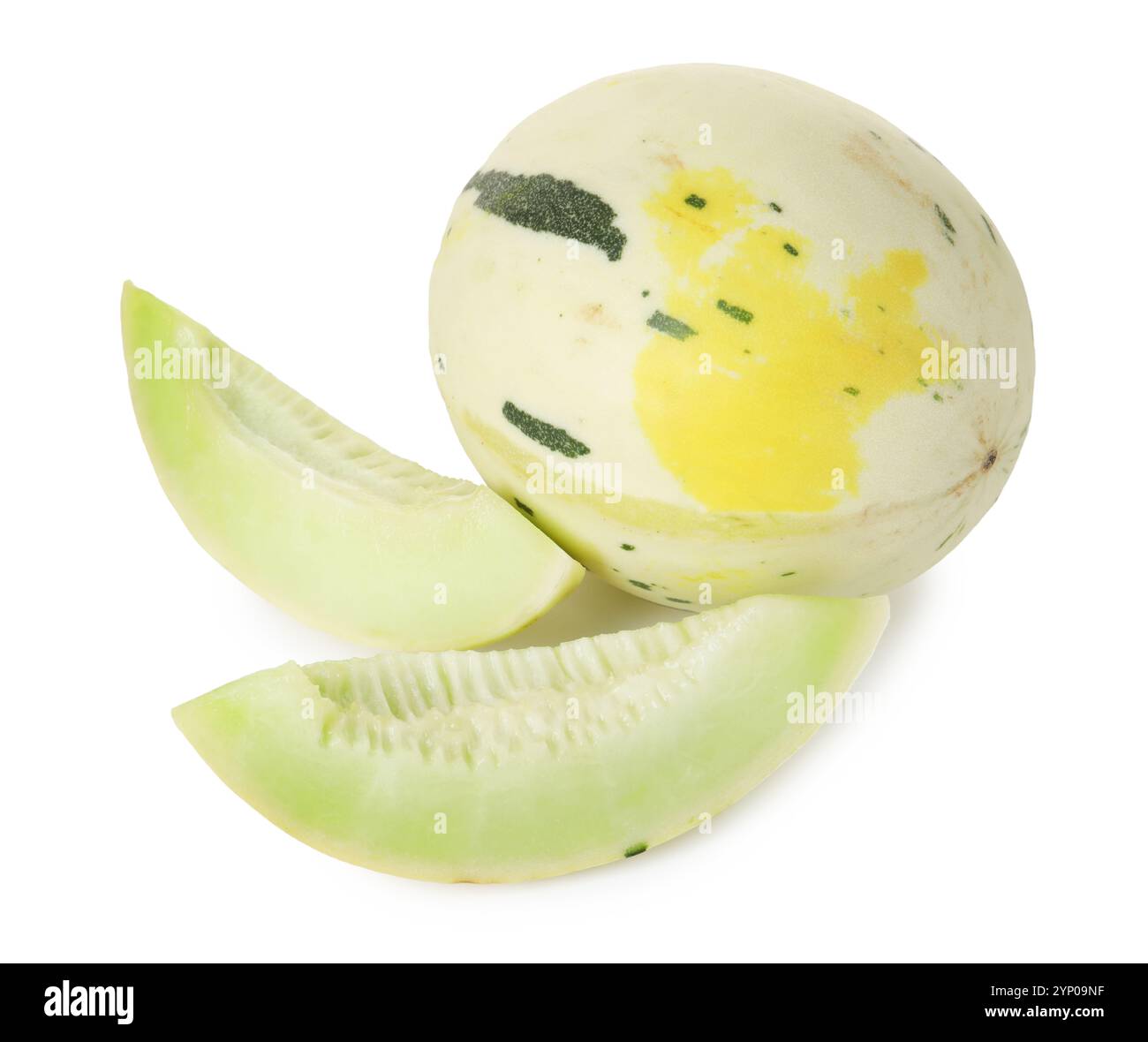 Whole and cut fresh ripe melons isolated on white Stock Photo - Alamy