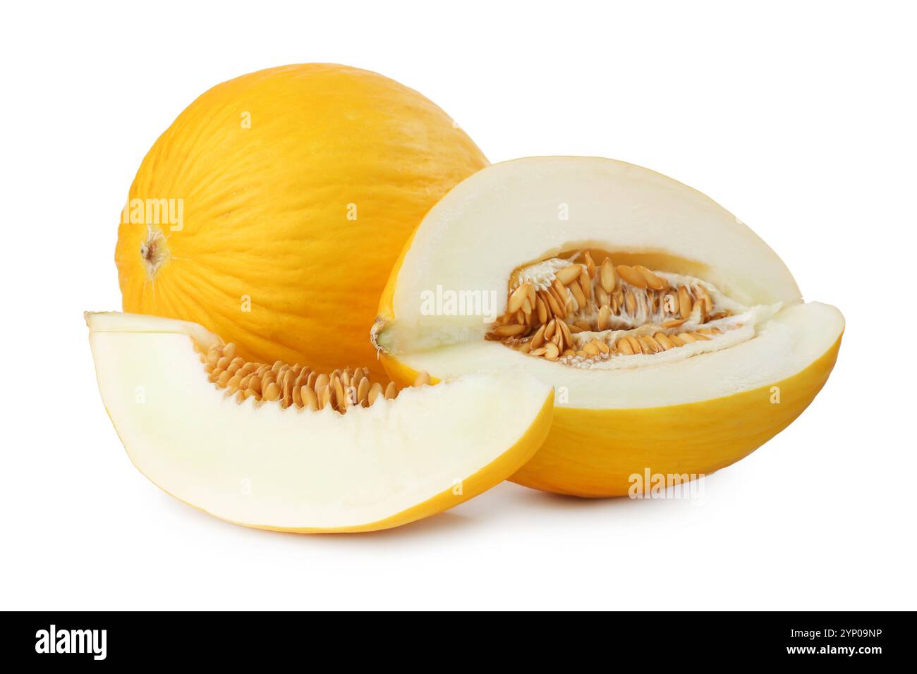 Whole and cut melons isolated on white Stock Photo - Alamy