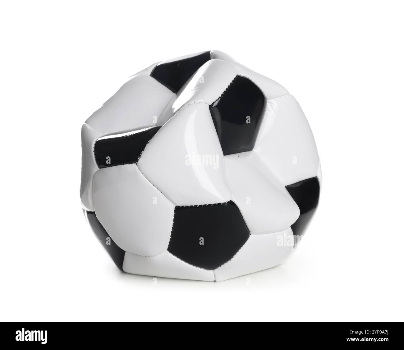 One deflated soccer ball isolated on white Stock Photo - Alamy