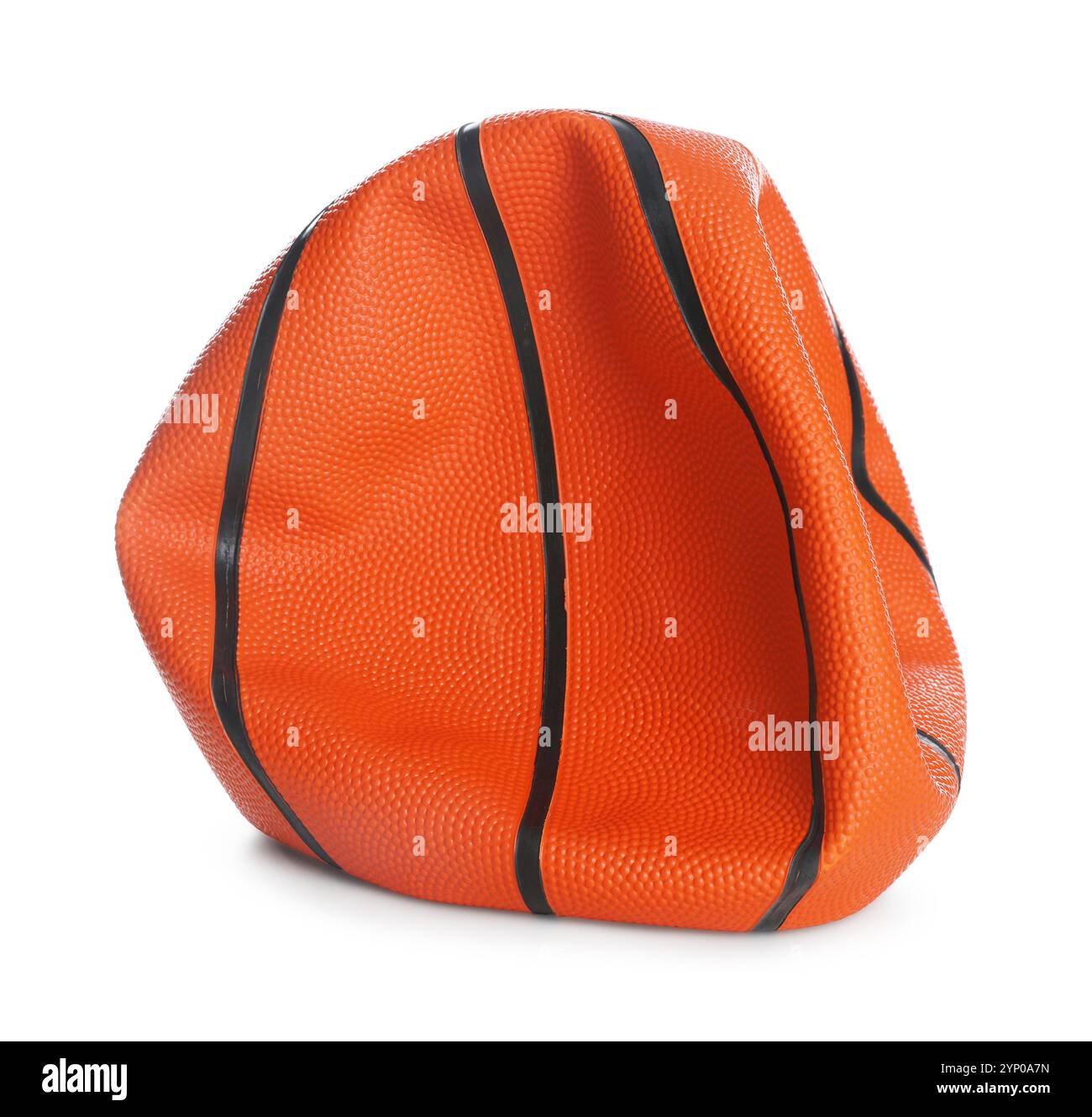 One deflated basketball ball isolated on white Stock Photo - Alamy