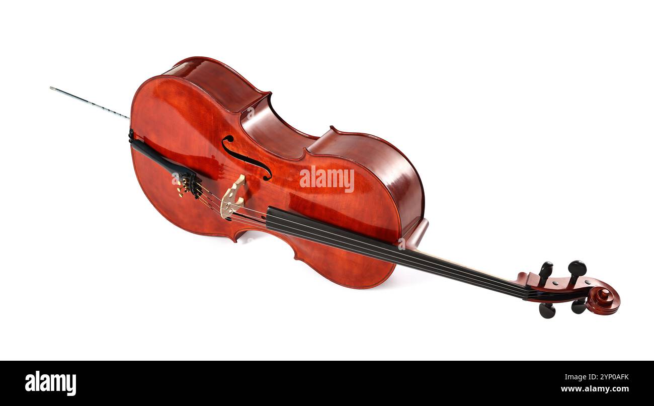 Beautiful cello isolated on white. Classic musical instrument Stock ...