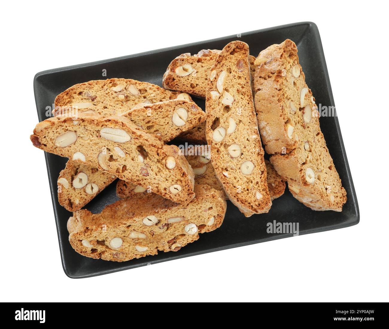 Traditional Italian almond biscuits (Cantucci) isolated on white, top ...