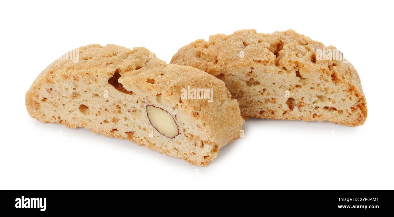 Traditional Italian almond biscuits (Cantucci) isolated on white Stock ...