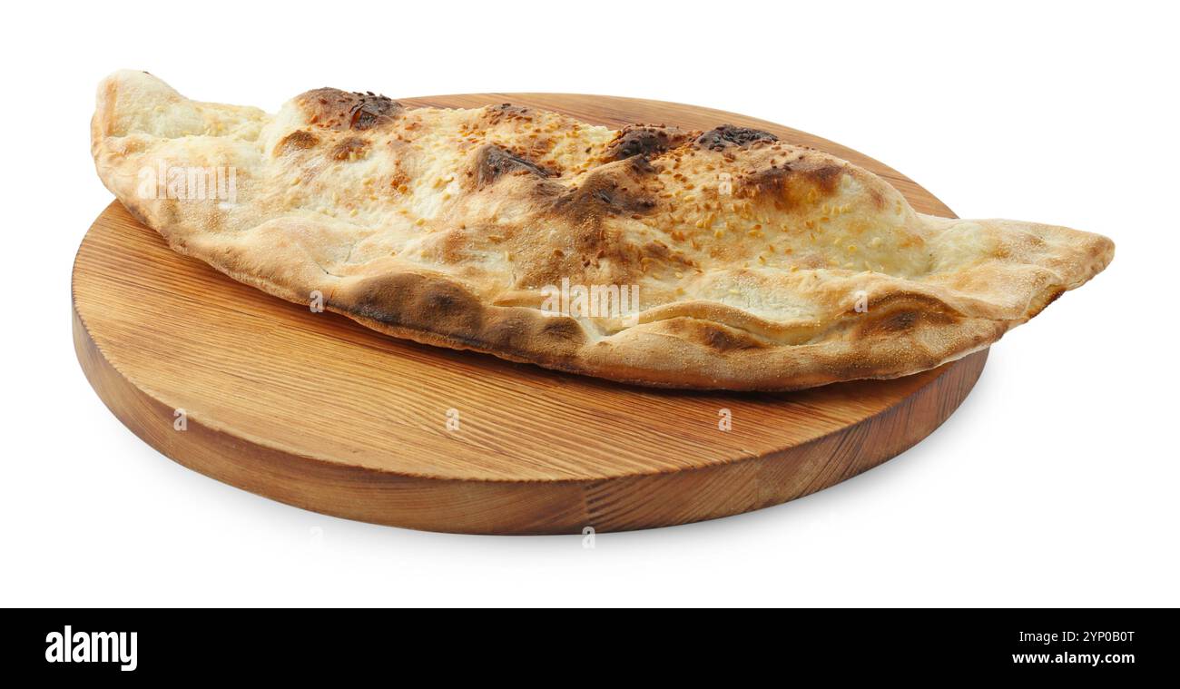 One delicious stuffed calzone isolated on white Stock Photo - Alamy