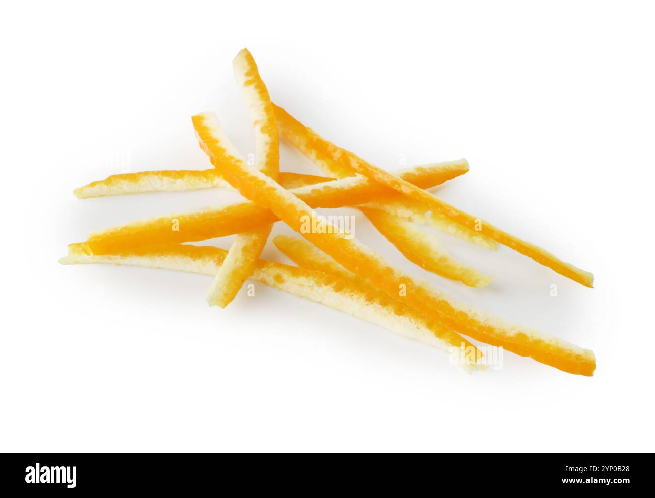 Pile of fresh orange zest isolated on white, above view Stock Photo - Alamy