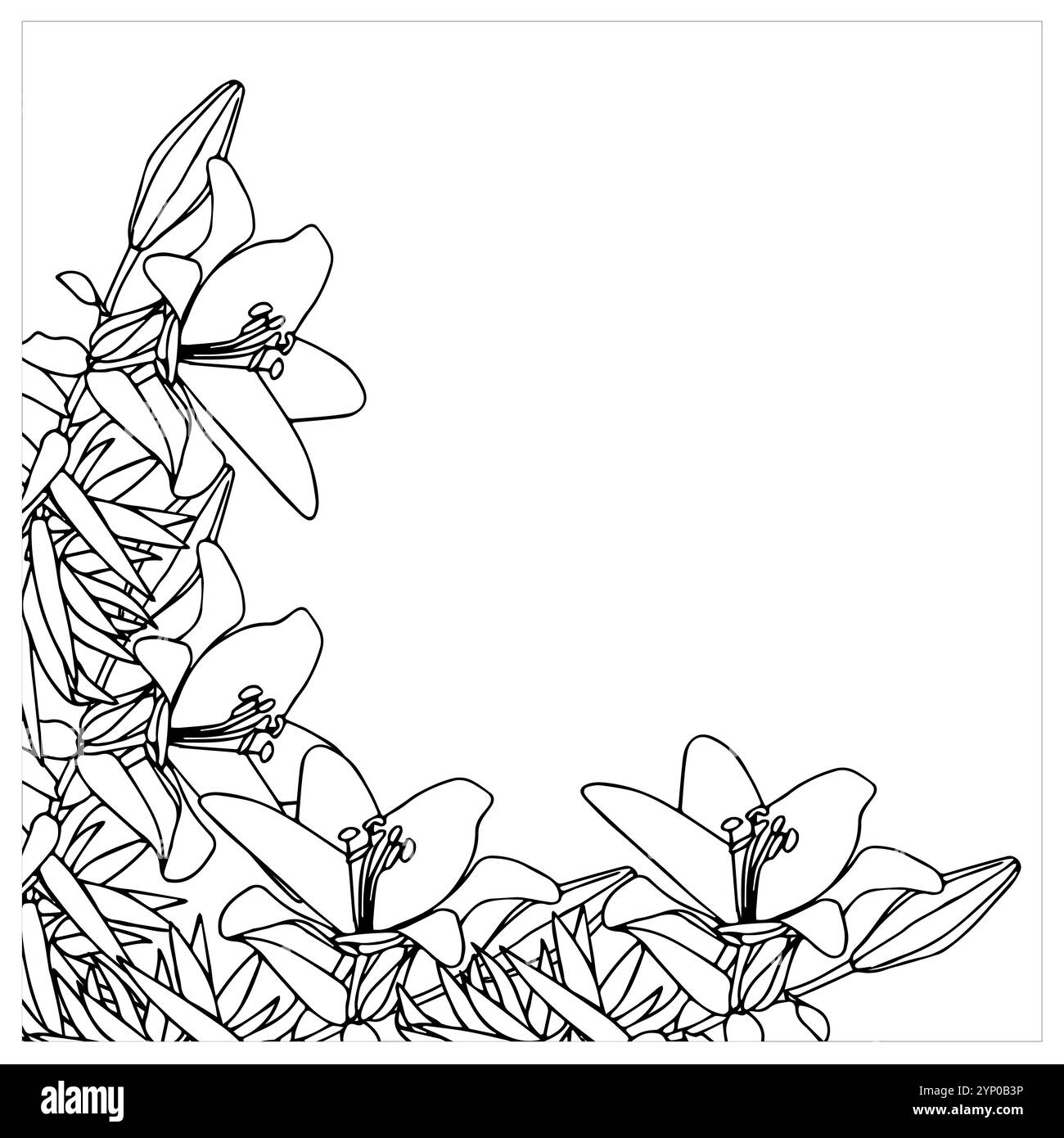 Frame with lilies in doodle style. Element for your design. Vector ...