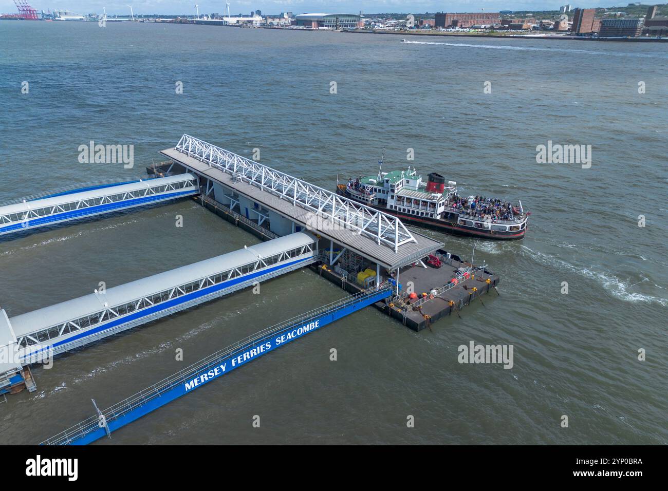 Aerial view of Seacombe Ferry Terminal on the River Mersey, Wallasey ...