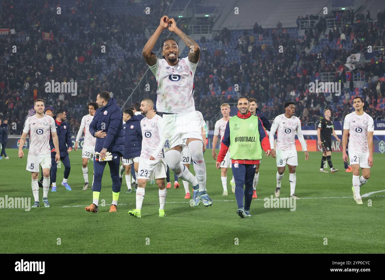 Lille's Alexsandro celebrates at the end of the Uefa Champions League ...