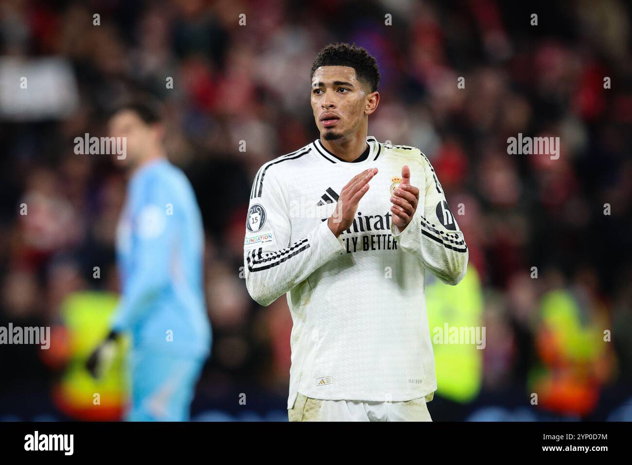 LIVERPOOL, UK - 27th Nov 2024: Jude Bellingham of Real Madrid applauds ...
