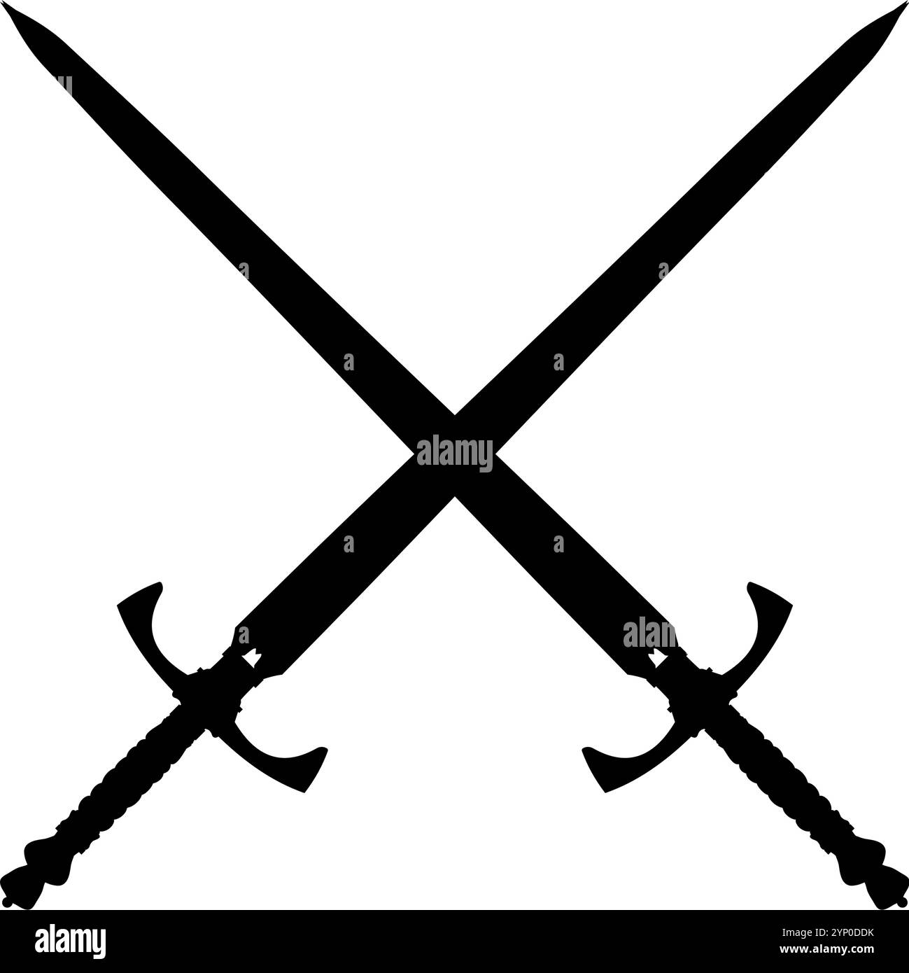 Two crossed medieval swords - vector illustration Stock Vector Image ...