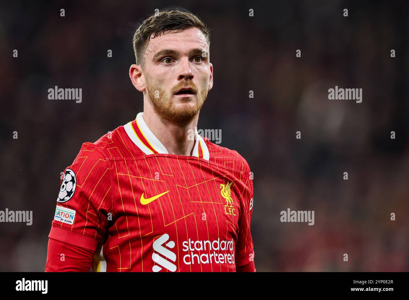 Andy Robertson of Liverpool looks on during the UEFA Champions League ...