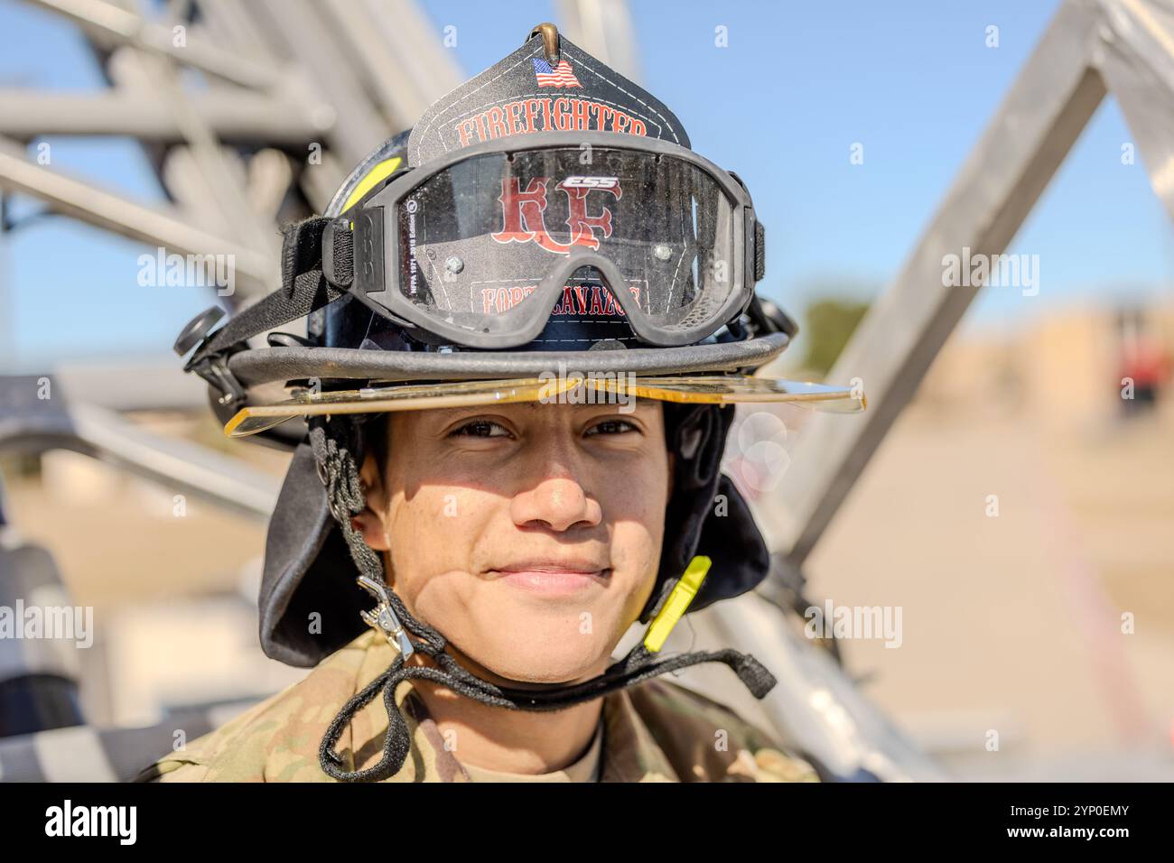 U.S. Army Cpl. Jalen Martinez, an Army Firefighter serving with the ...
