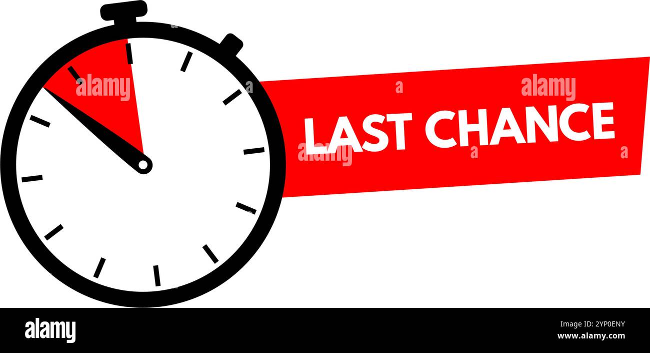 Last chance Clock with red ribbon, stopwatch Stock Vector Image & Art ...