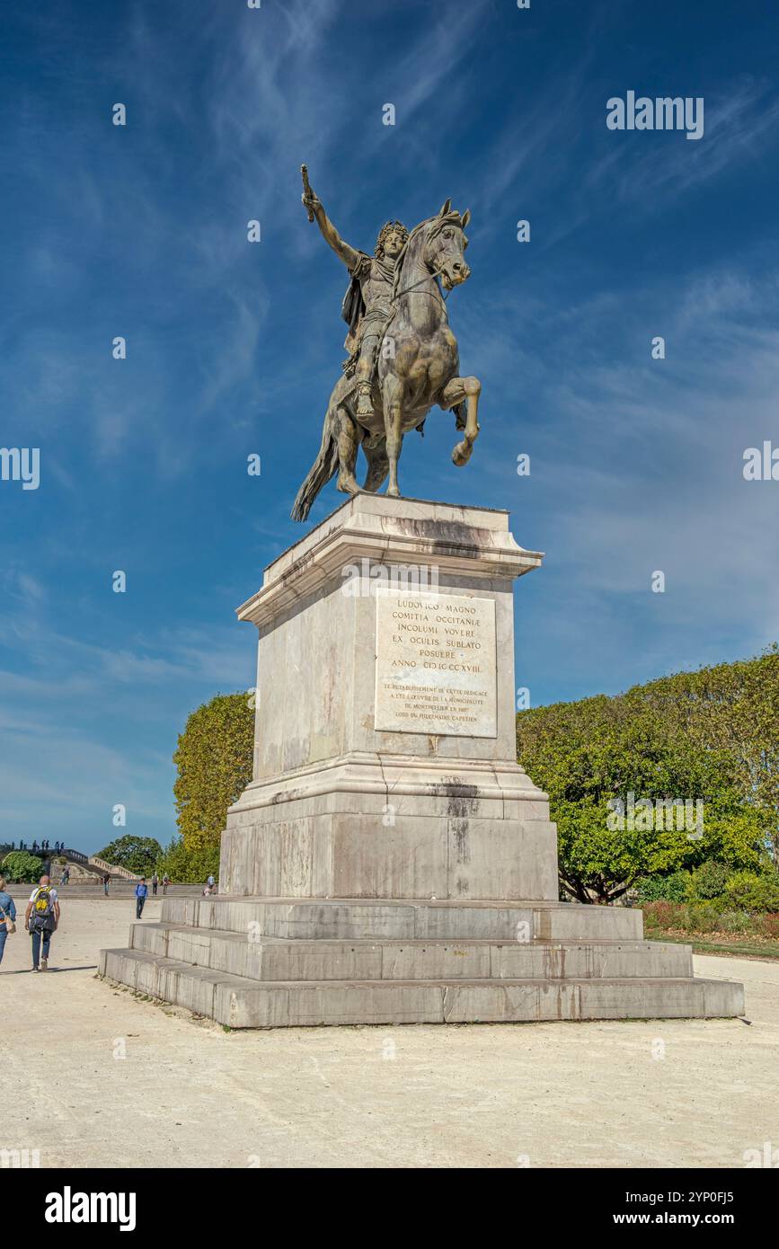 Statue of Louis XIV in the Promenade du Peyrou in Montpellier, France ...