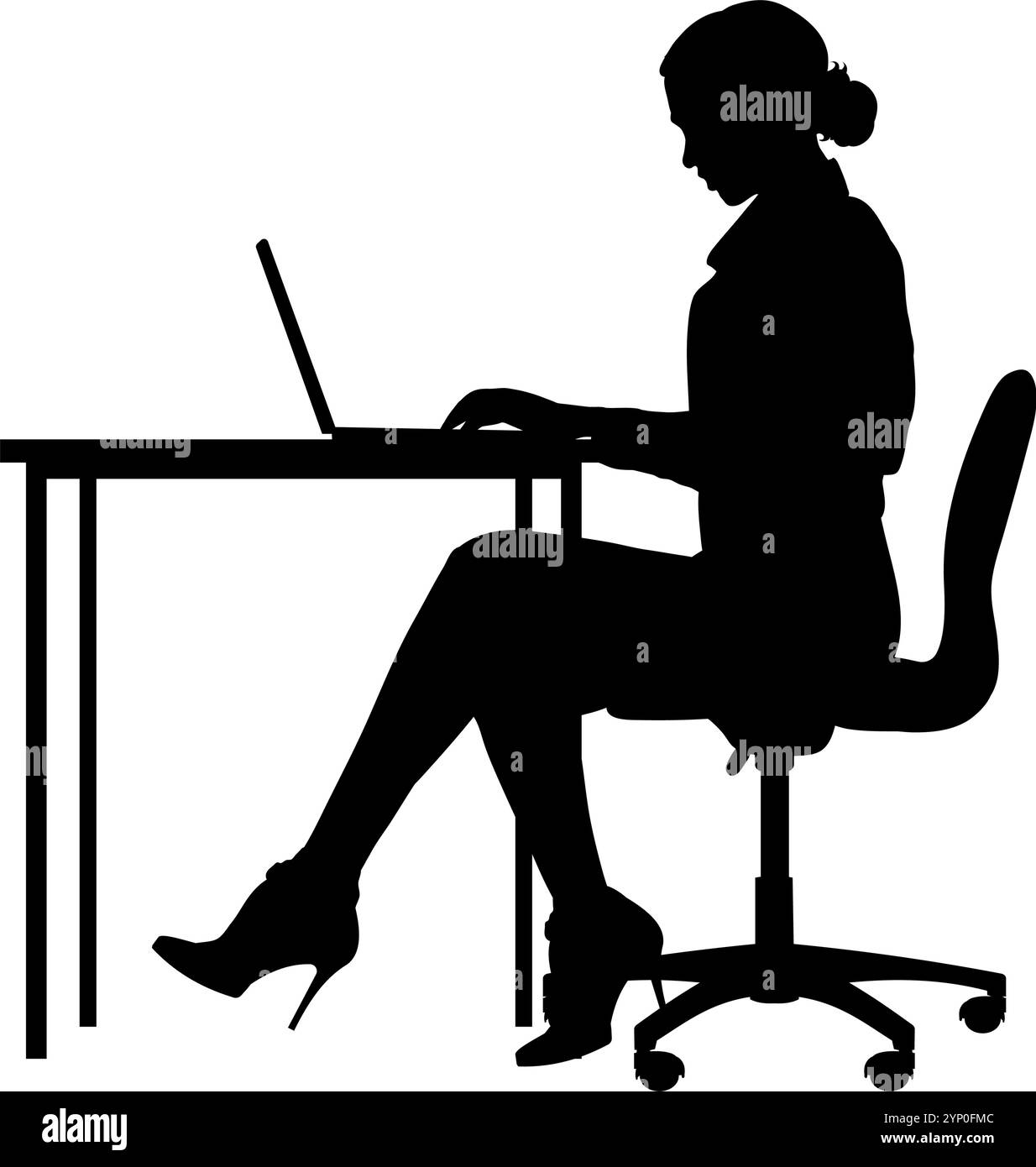 Sitting desk woman Black and White Stock Photos & Images - Alamy