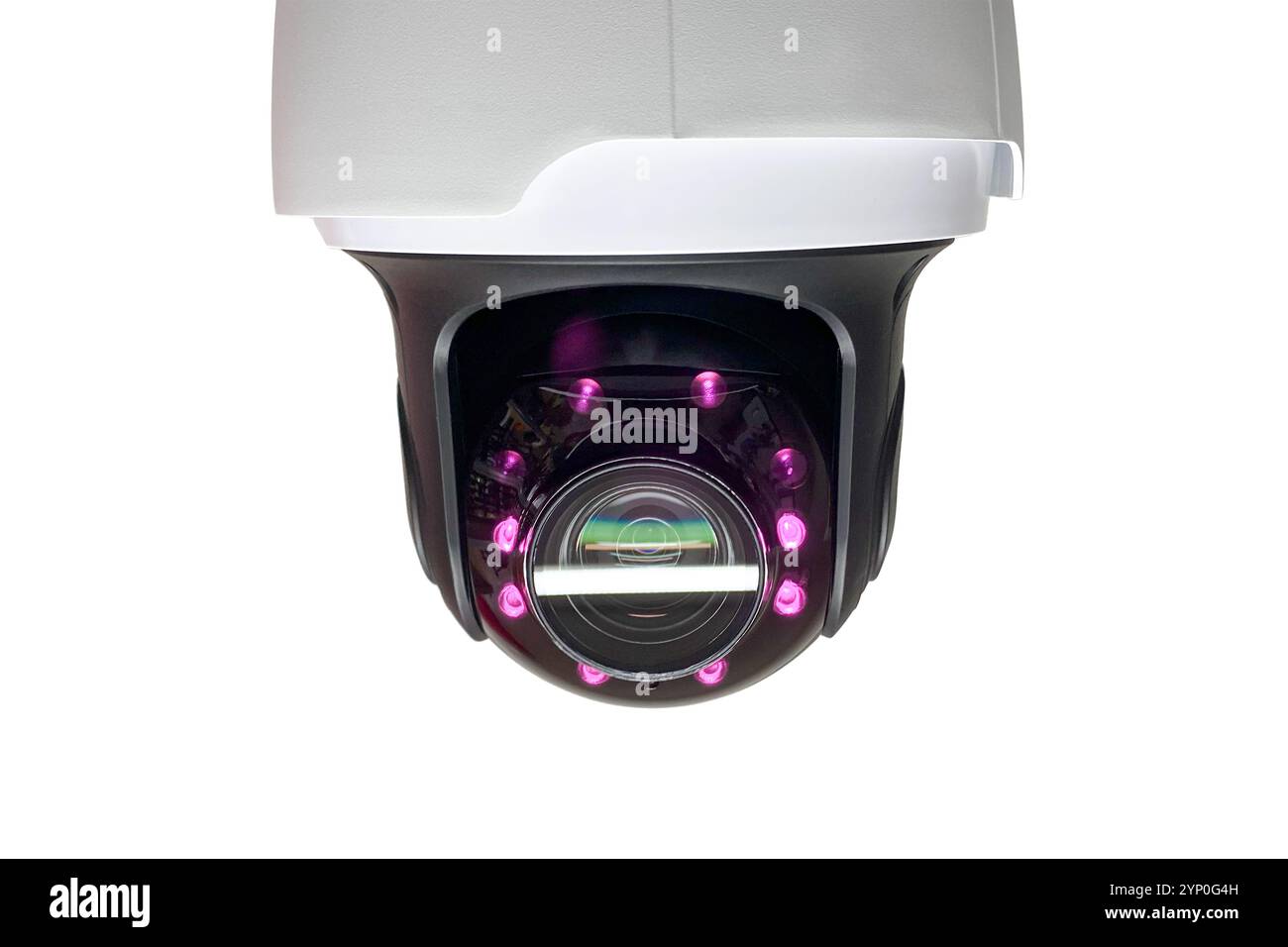 A dome CCTV ptz robotic camera with infrared LEDs illustrates modern ...