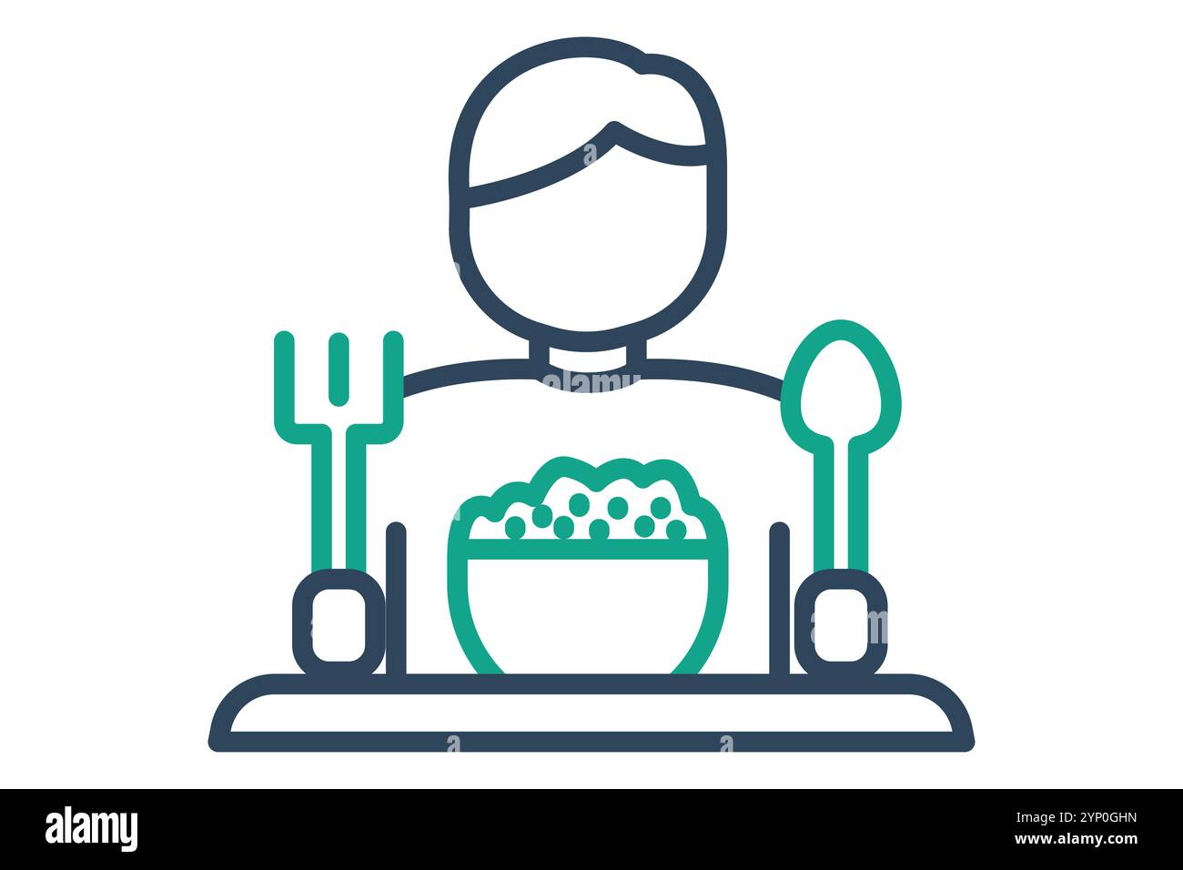 Eat icon. line icon style. rice bowl with people. icon related to meal ...