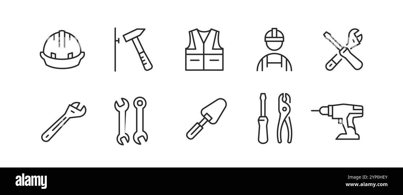 Woodwork tool icon outline Black and White Stock Photos & Images - Alamy