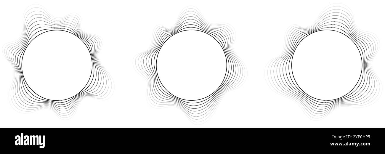 Round sound wave frames, circular lines pattern, radial curvy shapes ...
