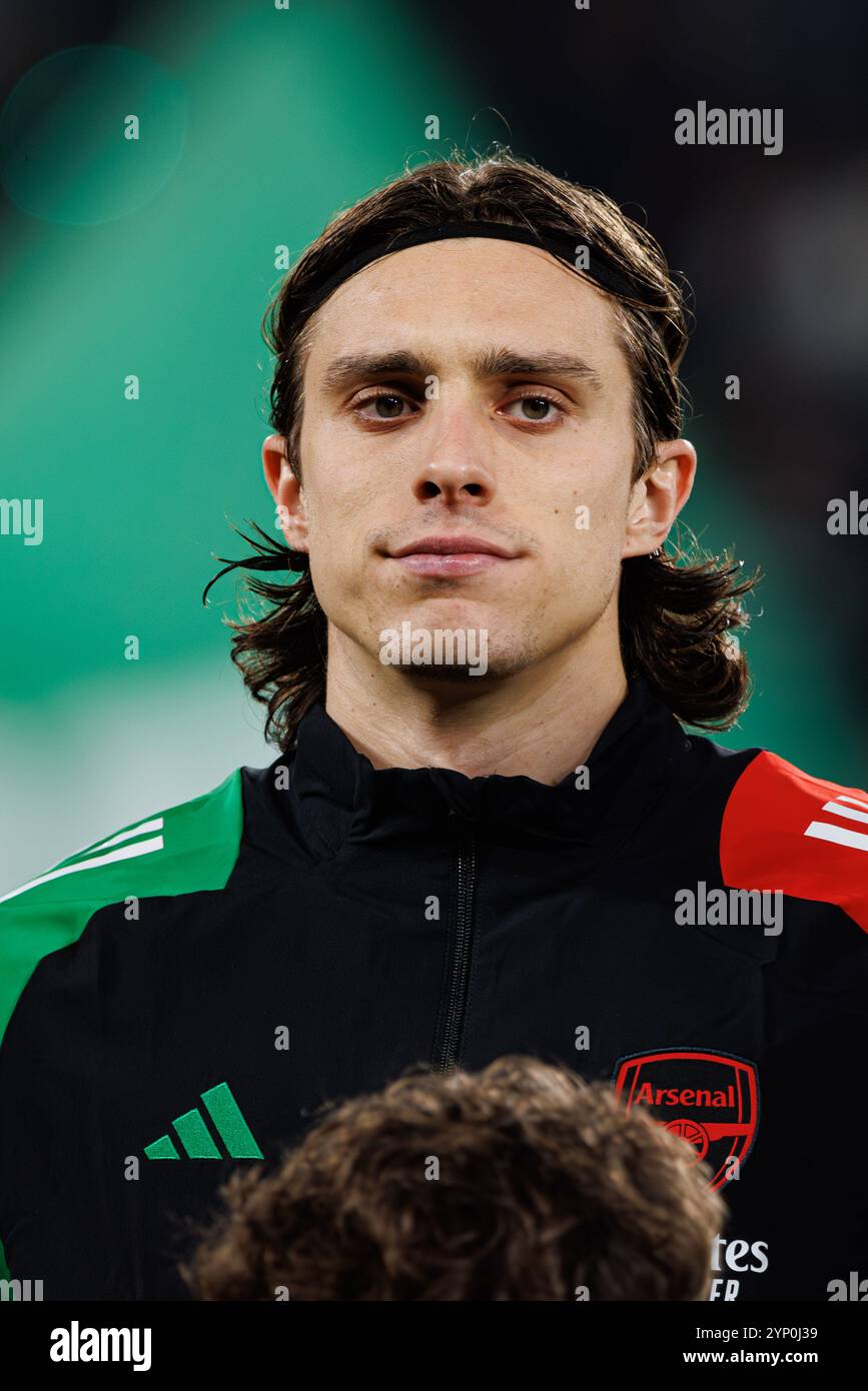 Riccardo Calafiori (Arsenal FC) seen in action during UEFA Champions ...