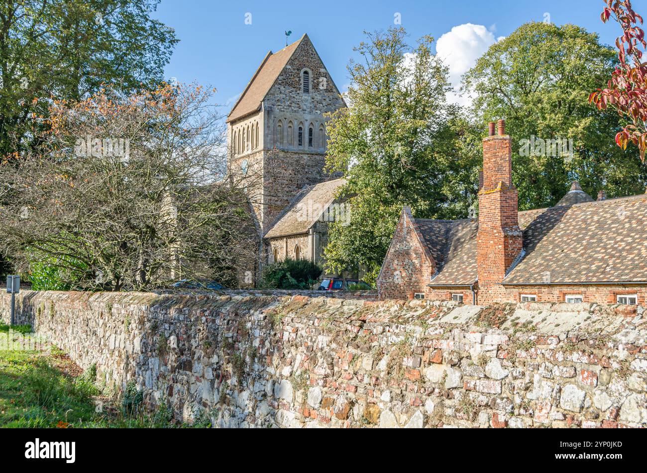 View of St Lawrence's Church, Anglican temple in the village of Castle ...