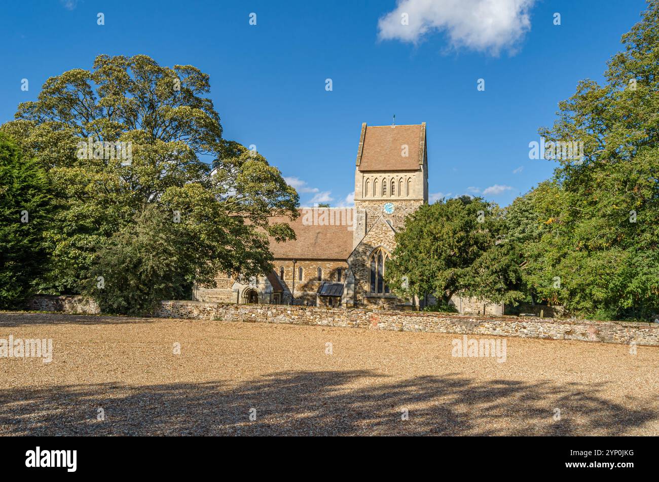 View of St Lawrence's Church, Anglican temple in the village of Castle ...