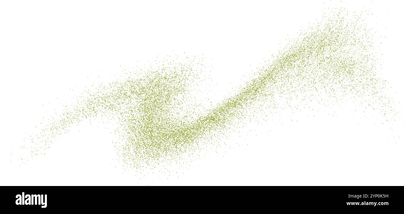 Flying matcha powder, dust particles in motion, green splash isolated ...