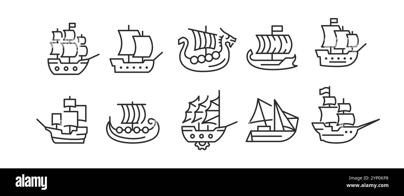 Sailing Ship Icon Set Stock Vector Image & Art - Alamy