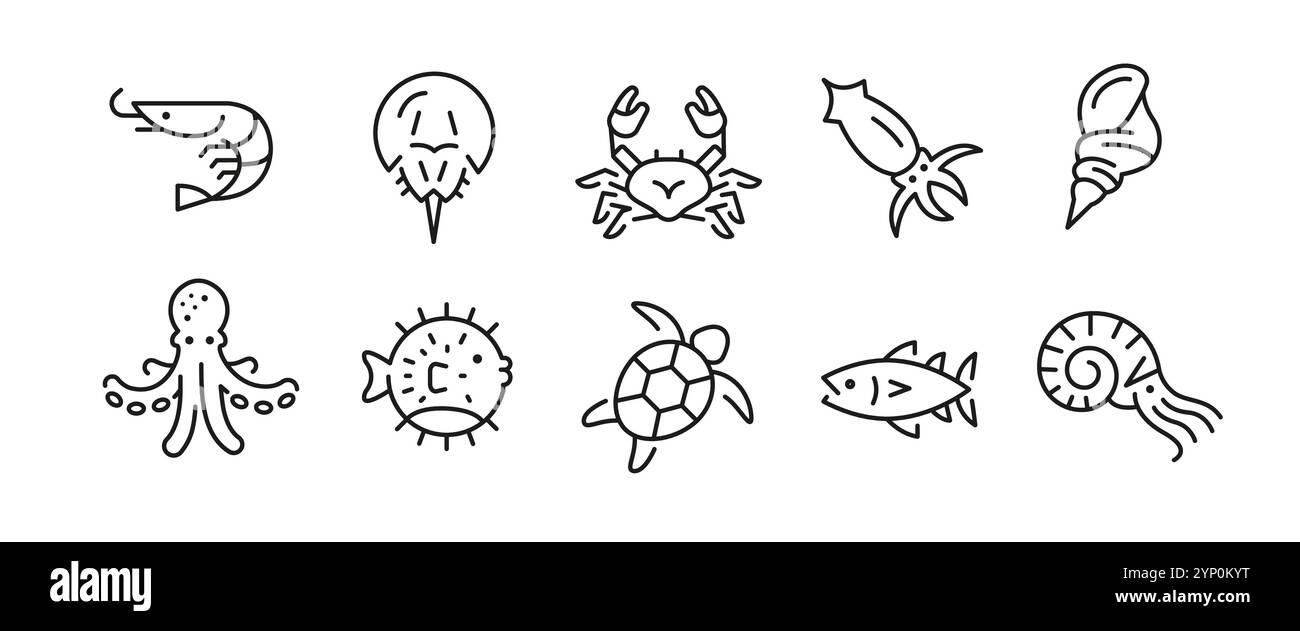 Sea Food Icon Set Stock Vector Image & Art - Alamy