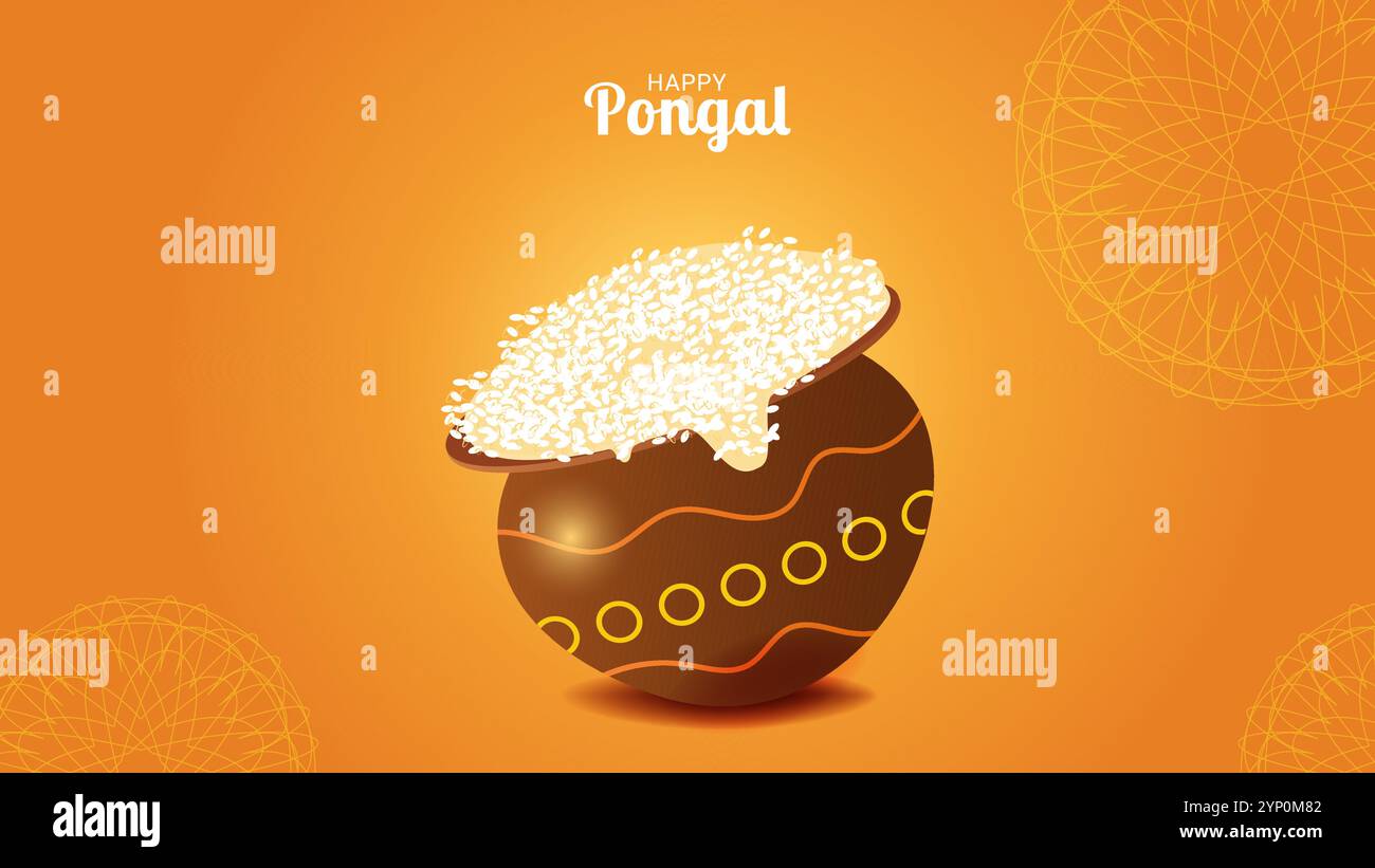 Happy Pongal harvest festival in India celebrate background. Sweet Rice ...