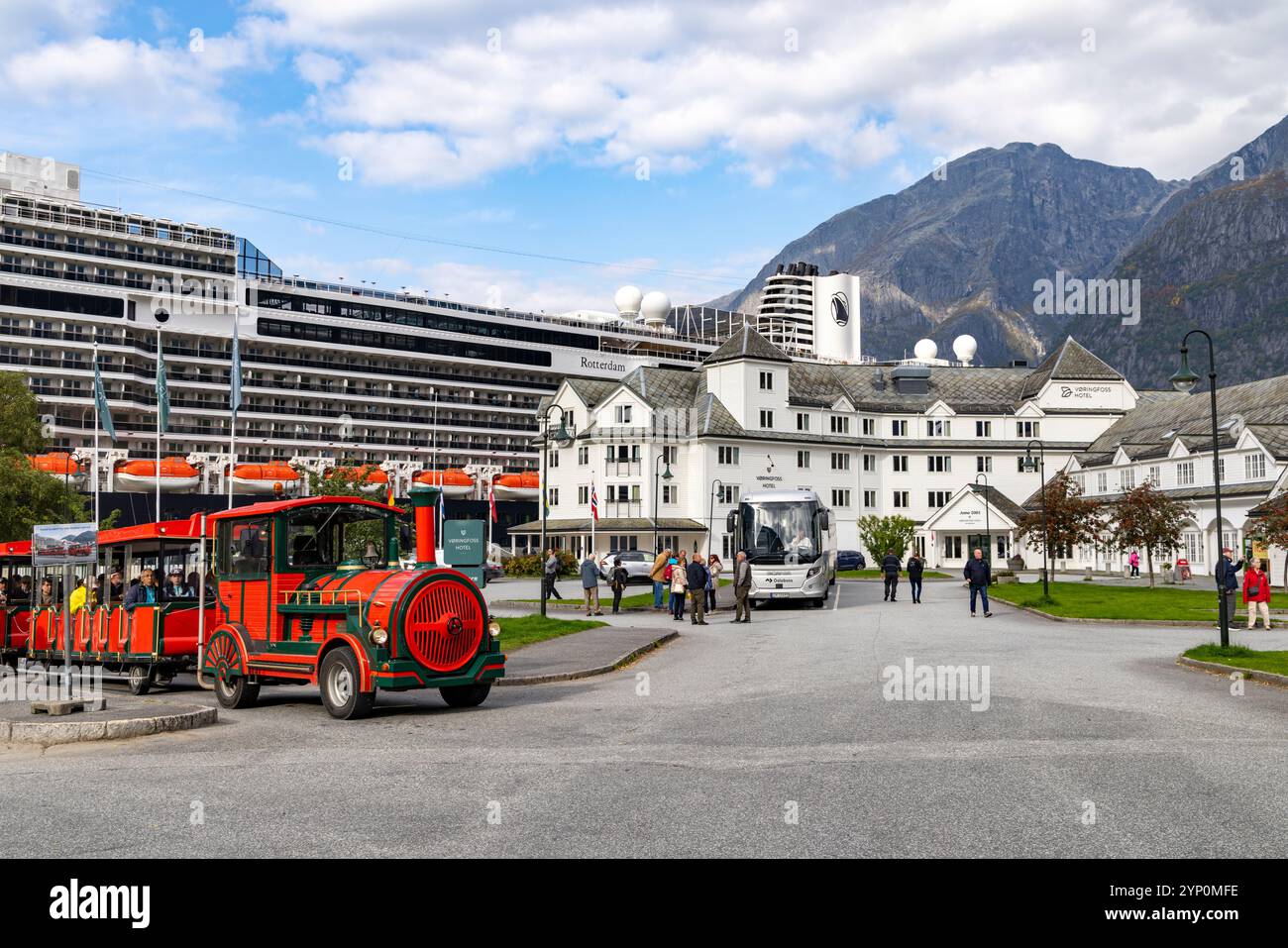 Eidfjord Norway, tourist troll train collects passengers from MS ...