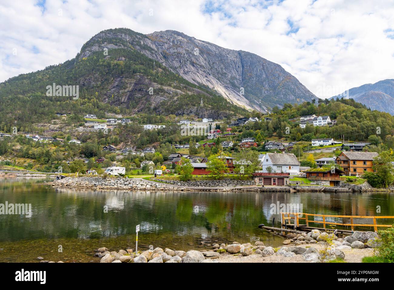 Scenery of Eid fjord an inner branch of Hardangerfjorden with view of ...