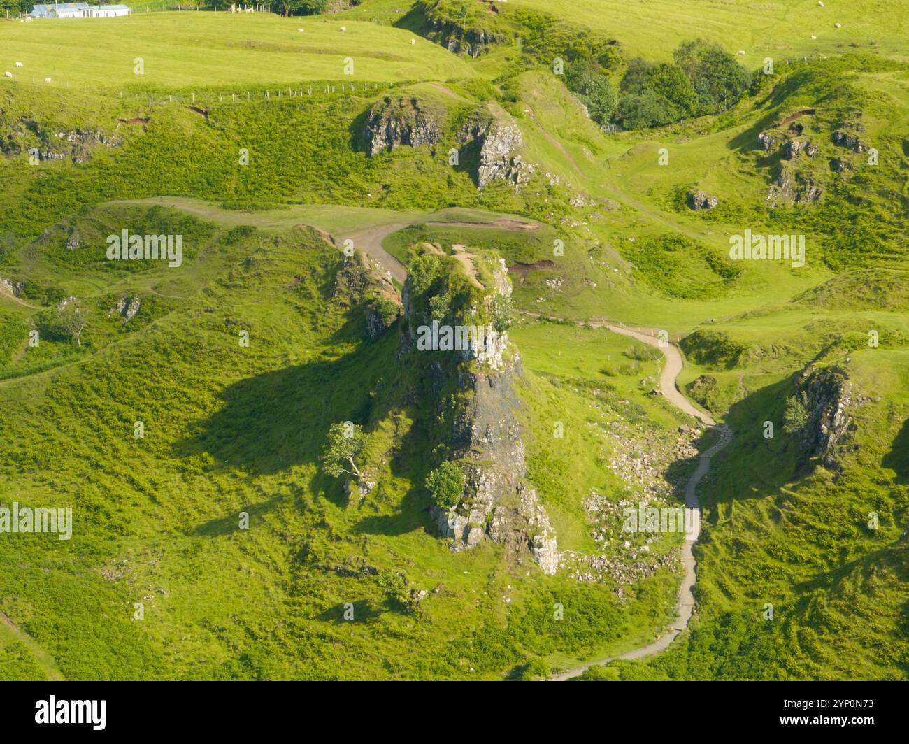 Aerial view of the rocks of Faerie Castle (Castle Ewen) at the Fairy ...