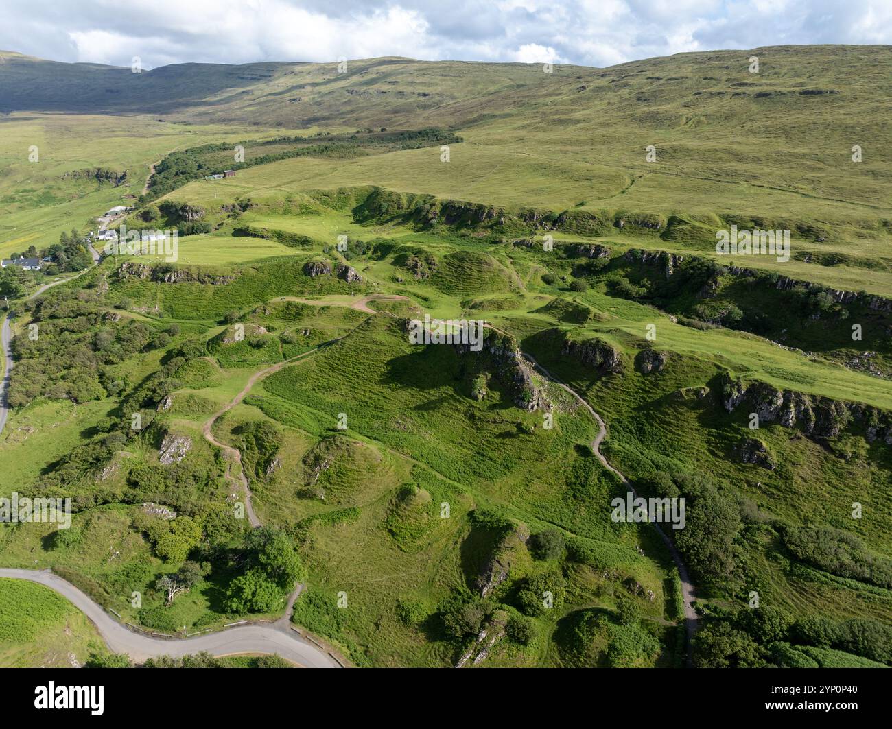 Aerial view of the rocks of Faerie Castle (Castle Ewen) at the Fairy ...